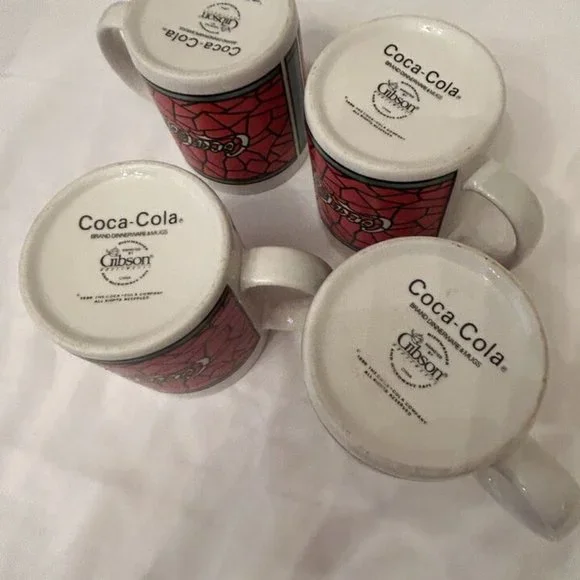 Coca Cola | Kitchen | Set Of 4 Coca Cola Brand Dinnerware Mugs Cups 998 ...